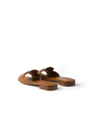 Prada Leather Slides - Brown
