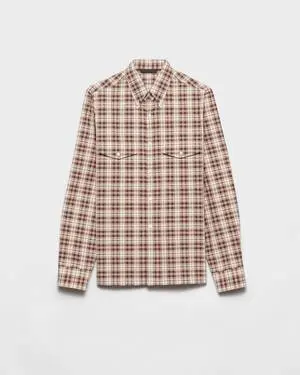 Prada Checked Cotton Button-down Shirt - Ivory/cocoa Brown