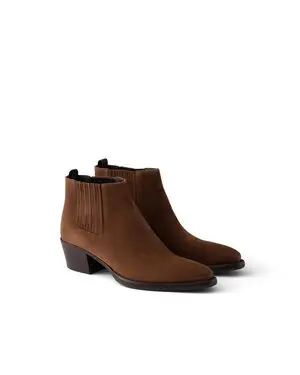 Prada Suede Booties - Brown