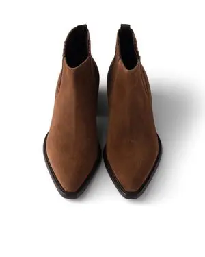Prada Suede Booties - Brown