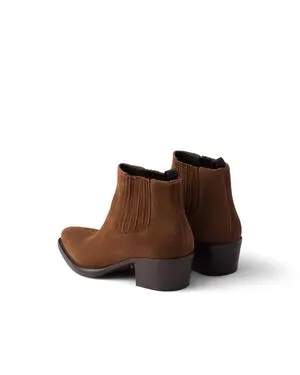 Prada Suede Booties - Brown