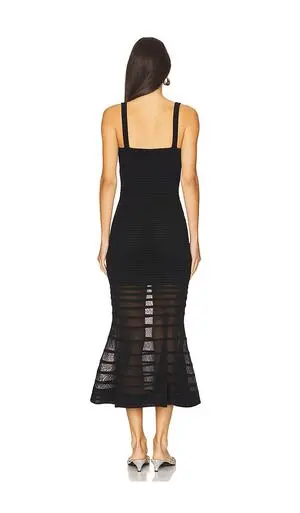 Simkhai Ribbed Knit Midi Dress With Sheer Paneling - Black