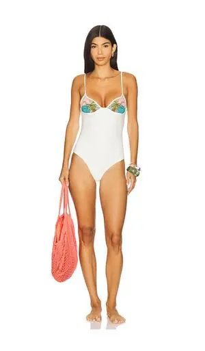 OCEANUS Seashell Crochet One Piece Swimsuit - Off White