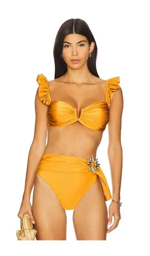 PatBO Lagoa Lycra Flutter Bikini Top - Orange