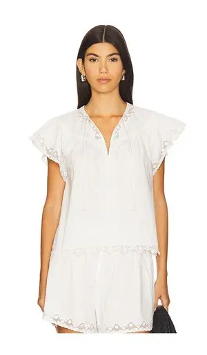 Ulla Johnson Effie Flutter Sleeve Top - Pristine