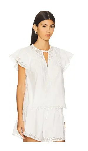 Ulla Johnson Effie Flutter Sleeve Top - Pristine