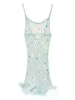 ROBERTA EINER Feather-trim Mesh Mini Dress