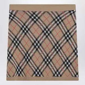 Burberry Wool And Mohair Blend Check Mini Skirt - Beige