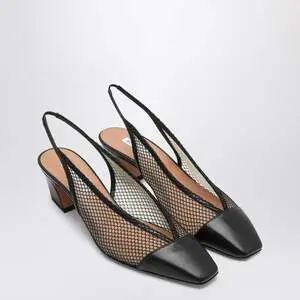 AQUAZZURA Margot Slingbacks In Mesh And Leather - Black
