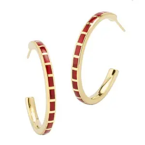 JAN LESLIE Dash Hoop Earring Set - Red