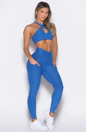 BOMBSHELL SPORTSWEAR Cross Over Halter Bra - Royal