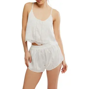 Free People Midnight Muse Short Pajamas - Clean Ivory