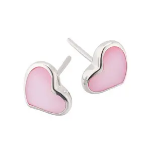 JAN LESLIE Heart Stud Earring Set - Pink