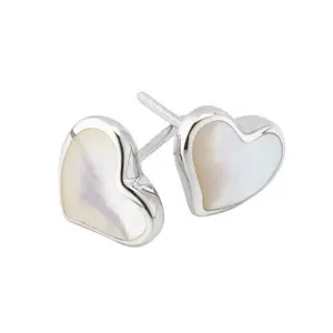 JAN LESLIE Heart Stud Earring Set - White