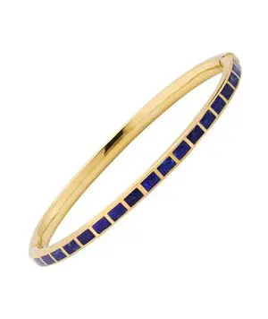 JAN LESLIE Dash Bangle Bracelet Set In Sterling Silver With 18k Gold Overlay - Blue