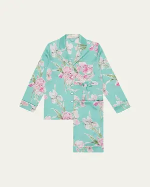 Olivia Von Halle Lila Floral-print Silk Pajama Set - Abalone