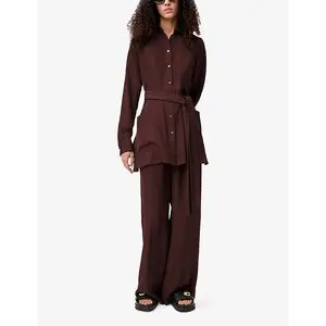 Loewe Pointed-collar Belted Silk Blouse