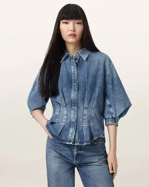 ALLSAINTS Nancy Slim Fit Denim Shirt - Blue