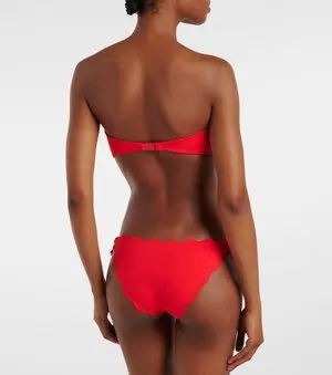 Marysia Antibes Scalloped Bandeau Bikini Top - Red