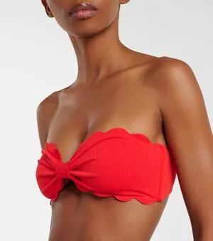 Marysia Antibes Scalloped Bandeau Bikini Top - Red