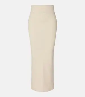 Wardrobe.NYC Knitted Cotton Column Skirt - Beige