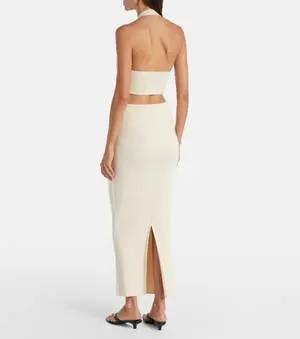 Wardrobe.NYC Knitted Cotton Column Skirt - Beige