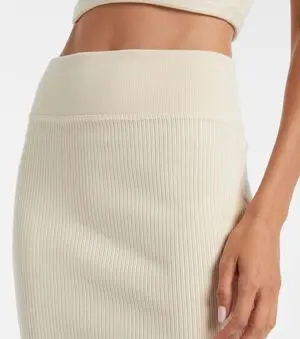 Wardrobe.NYC Knitted Cotton Column Skirt - Beige