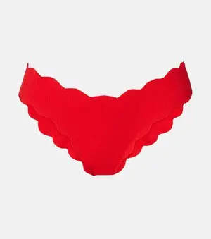 Marysia High Antibes Scalloped Bikini Bottom - Red