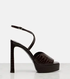 JIMMY CHOO Karli 125 Croc-effect Platform Sandals - Brown