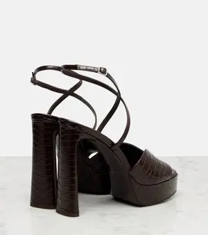 JIMMY CHOO Karli 125 Croc-effect Platform Sandals - Brown