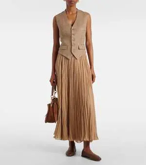 Ralph Lauren Jordyn Pleated Chiffon Maxi Skirt