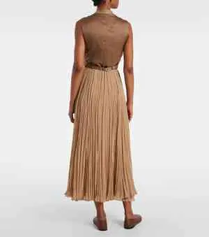 Ralph Lauren Jordyn Pleated Chiffon Maxi Skirt