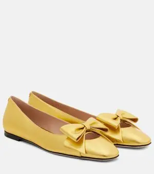 Valentino Garavani Bowow Metallic Leather Ballet Flats - Gold
