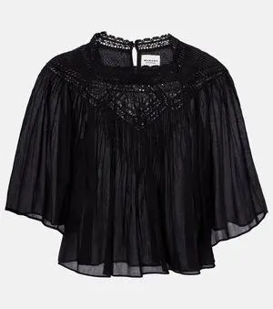MARANT ETOILE Garia Lace-trimmed Blouse - Black
