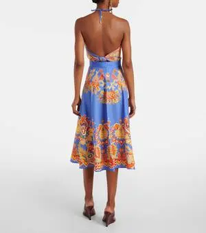 Etro Printed Cotton Midi Skirt - Blue