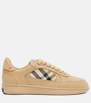 Burberry Check Leather Sneakers - Beige