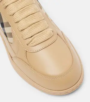 Burberry Check Leather Sneakers - Beige
