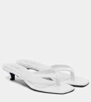 TOTEME Croc-effect Leather Thong Sandals - White