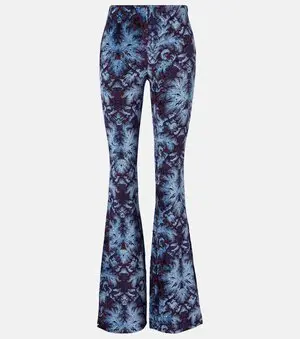 Etro Printed Crêpe Flared Pants - Blue