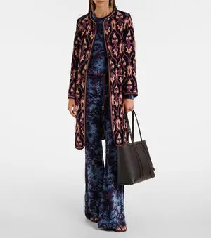 Etro Printed Crêpe Flared Pants - Blue