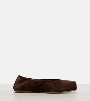 Alaïa Suede Ballet Flats - Brown
