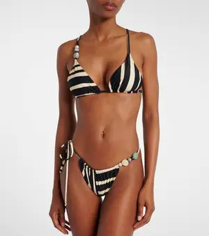 Sir The Label Embellished Striped Bikini Bottoms