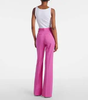 Versace Embellished High-rise Flared Wool Pants - Pink