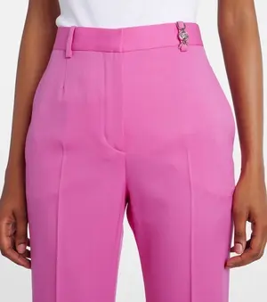 Versace Embellished High-rise Flared Wool Pants - Pink