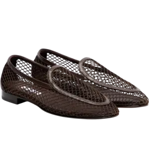 AQUAZZURA Saint Germain Leather-trimmed Moccasins - Brown
