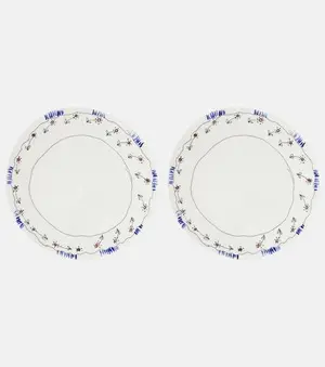 SERAX Midnight Flowers Anemone Milk Set Of 2 Dinner Plates Marni - Multicoloured
