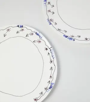 SERAX Midnight Flowers Anemone Milk Set Of 2 Dinner Plates Marni - Multicoloured