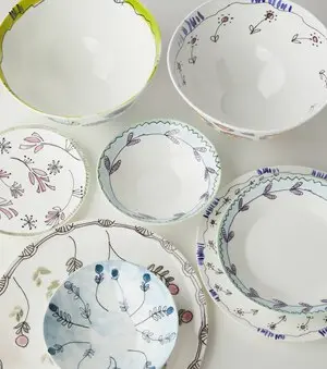SERAX Midnight Flowers Anemone Milk Set Of 2 Dinner Plates Marni - Multicoloured