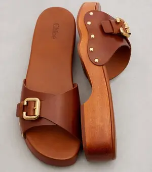 Chloé Jeannette Leather Mules - Brown