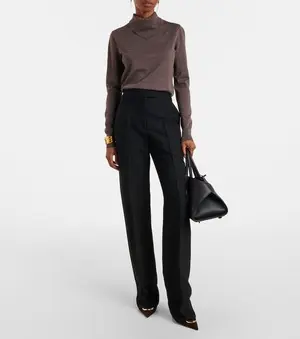 FERRAGAMO High-rise Faille Straight Pants